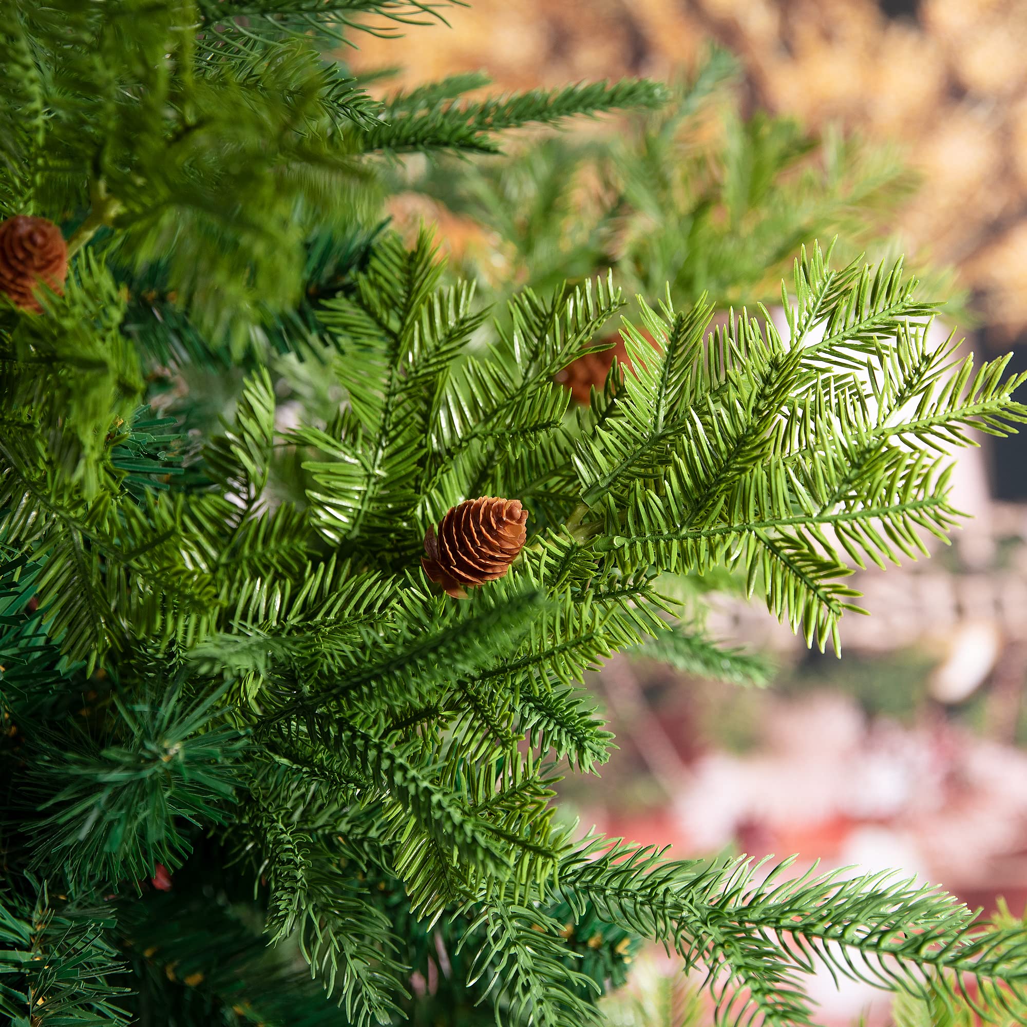 Watayo 8 Pcs Large Artificial Pine Needles Branches- 16" x 7" Christmas Fake Greenery Pine Picks with Pinecone- Faux Pine Leaves Sprigs for Christmas Garland Wreath & Home Garden Decoration