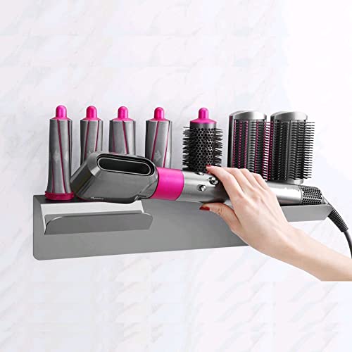 EUTRKei Dyson Airwrap Styler Holder, Storage Stand for Dyson Airwrap Styler Wall Mounted, Organizor Rack for Airwrap Styler and Attachments, Silver, (Only Stand)