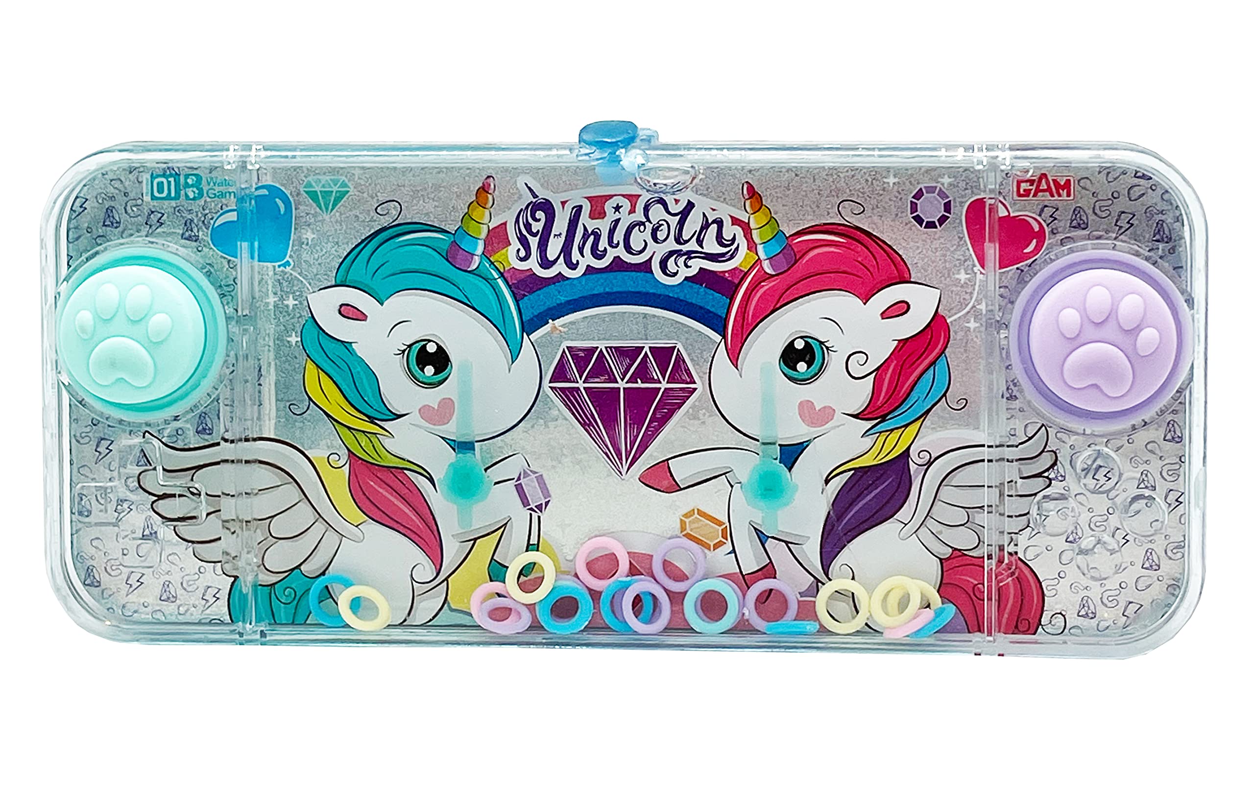 Water Games Handheld Water Ring Toy for Kids - 4 Pack of Unicorn Water Ring Toss Toy