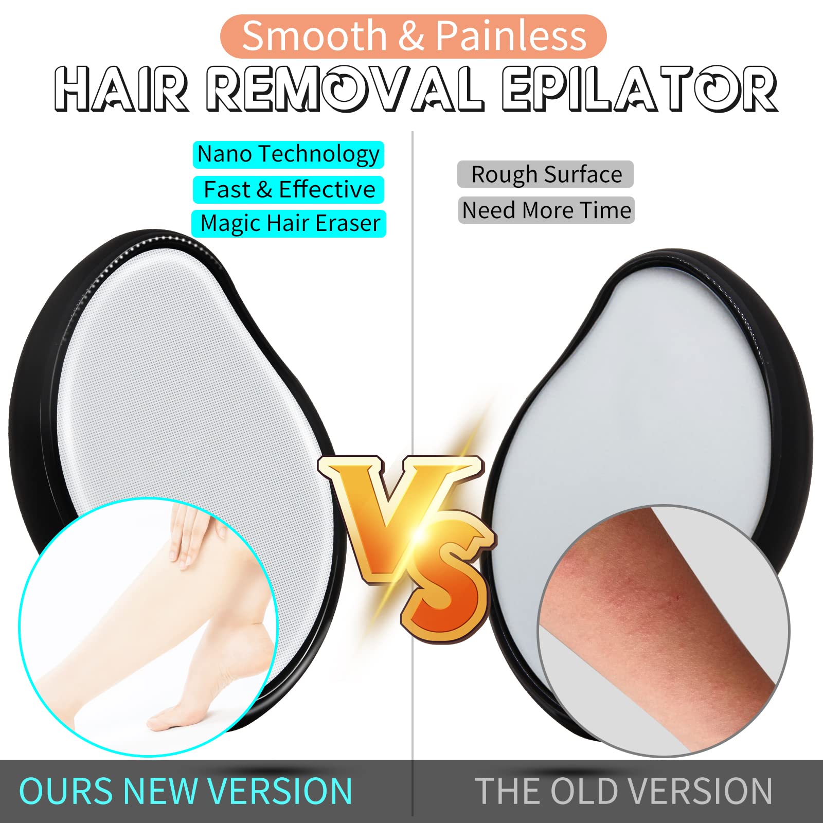 Crystal Hair Eraser, Crystal Hair Remover with Nano-Microparticles Effective Painless Magic Hair Remover for Arms Legs Back