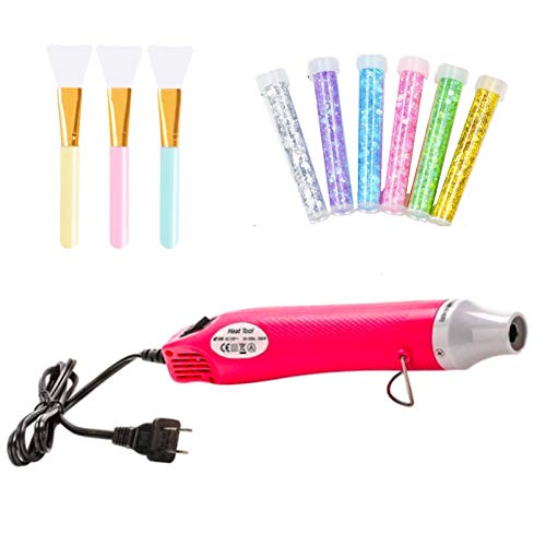 Wellshine Bubble Buster Tool for Making Epoxy Glitter Tumblers, Mini Portable Heat Gun for DIY Acrylic Resin Cups Tumblers Embossing Shrink Wrapping Paint Drying Crafts Electronics DIY (Pink)