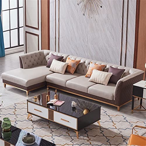 FZZDP Antique Imported Leather Three-Person Sofa Recliner Full-Size Sofa Bed Sofa Combination Furniture