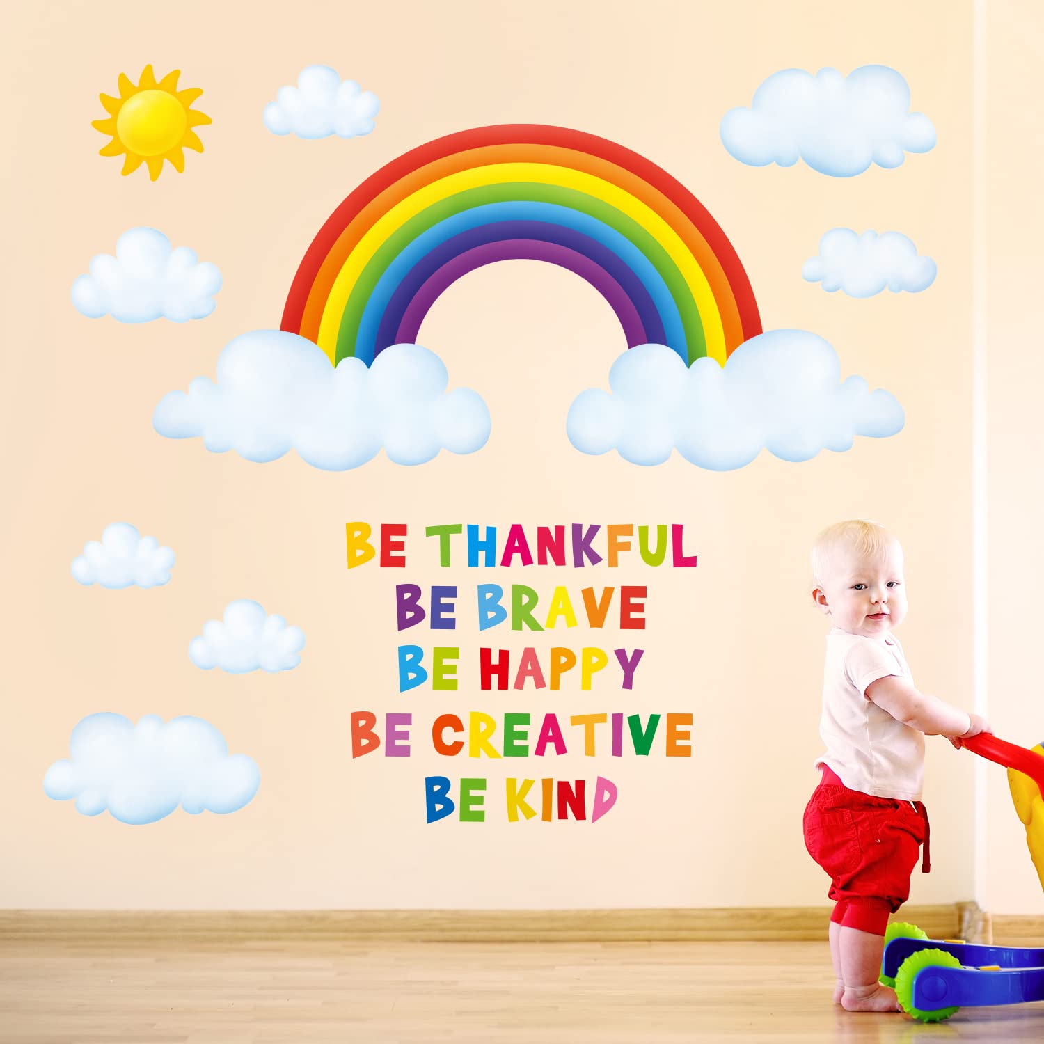 DECOWALL SG-1713 Rainbow and Clouds Kids Wall Stickers Wall Decals Peel and Stick Removable Wall Stickers for Kids Nursery Bedroom Living Room décor