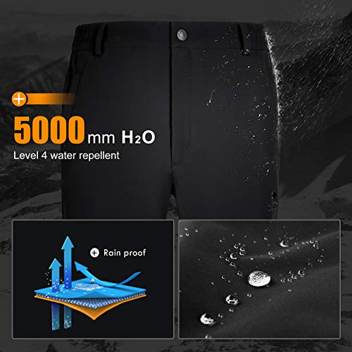 CAMEL Women's Hiking Pants Fleece Lined Insulated Softshell Pants Waterproof for Outdoor Mountain Snow Hunting Trousers (M, Black1)