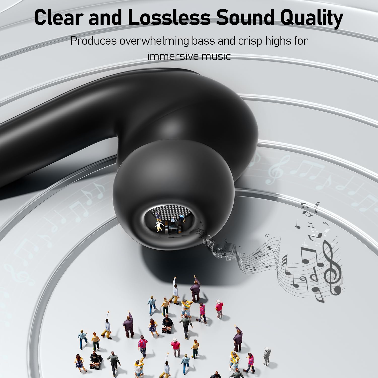 CALCINI Wireless Earbuds, Bluetooth Earbuds 5.3 with LED Power Display Charging Case (Black)