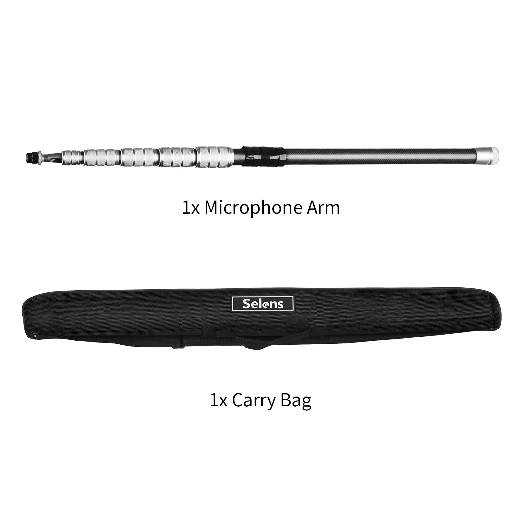 Selens Mic Boom Pole Portable Microphone Boom Arm 5-Section Extendable Handheld Mic Arm Microphone Holder for Sound Recording, Video, Broadcast and Electronic News Gathering, 2.7ft-9.8ft