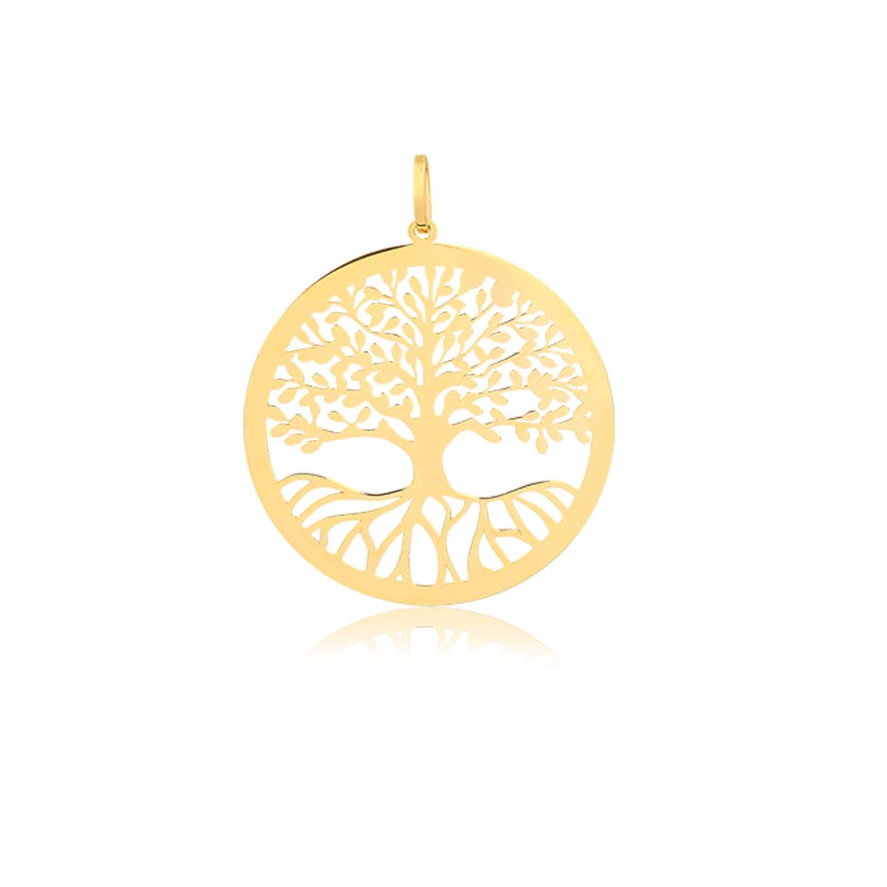 Carol Jewelry 14k Solid Yellow Gold Tree of Life Round Pendant for Necklace (30 mm)
