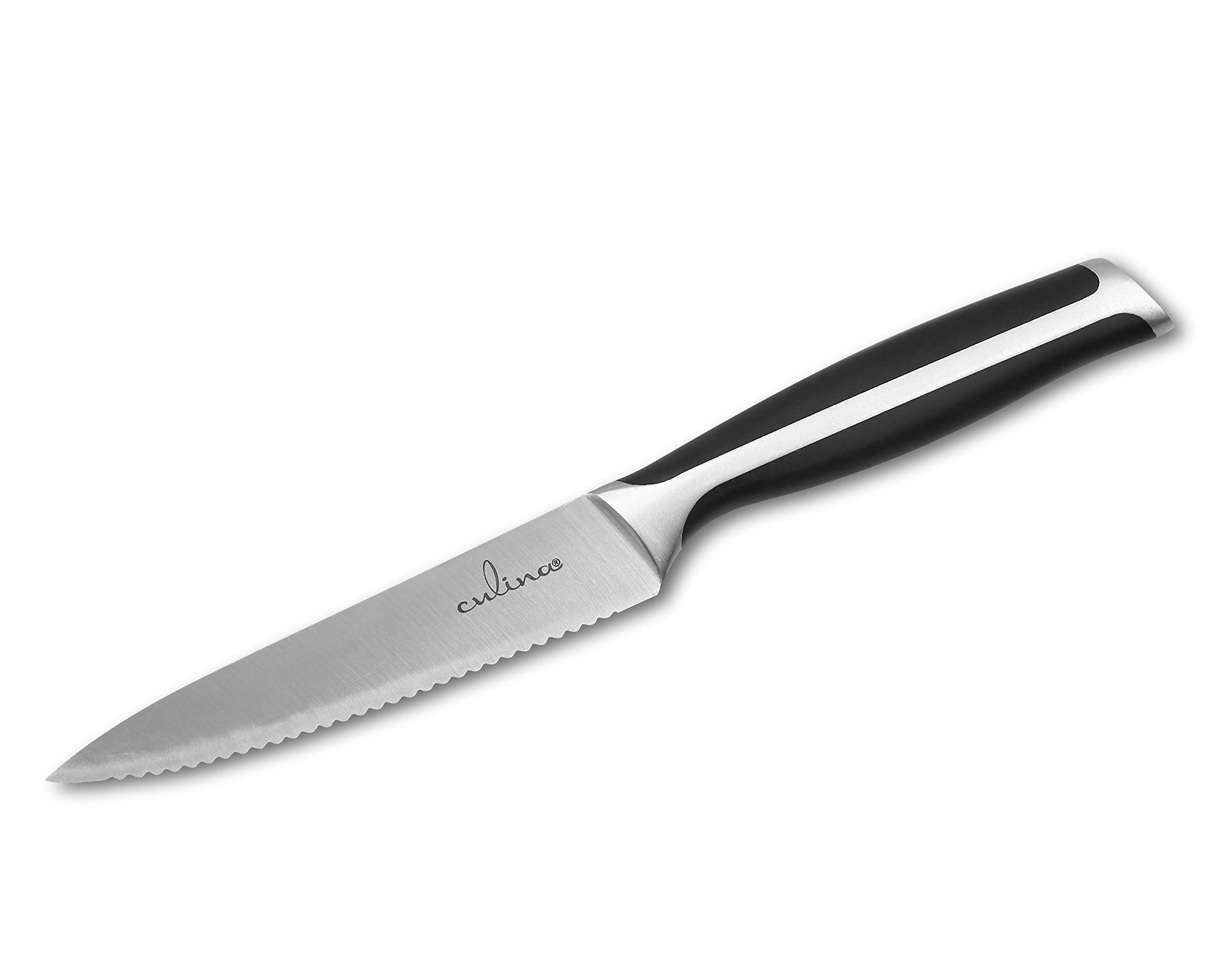 Culina® Pro 7-Piece German-steel Forged Knife Set with Wood Storage Block and 5-inch Utility Knife