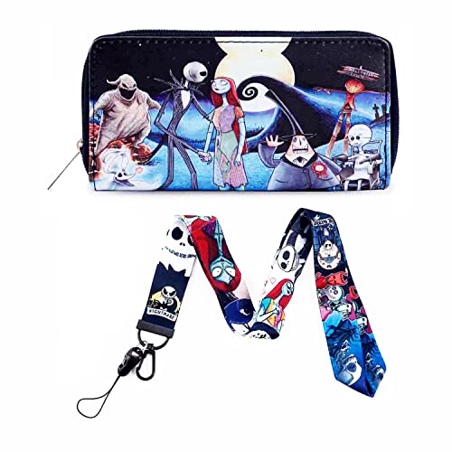 G-Ahora Nightmare Before Christmas Leather Wallet Jack Skellington All Over Print Faux Leather Wallet (WC Jack Skellington D)