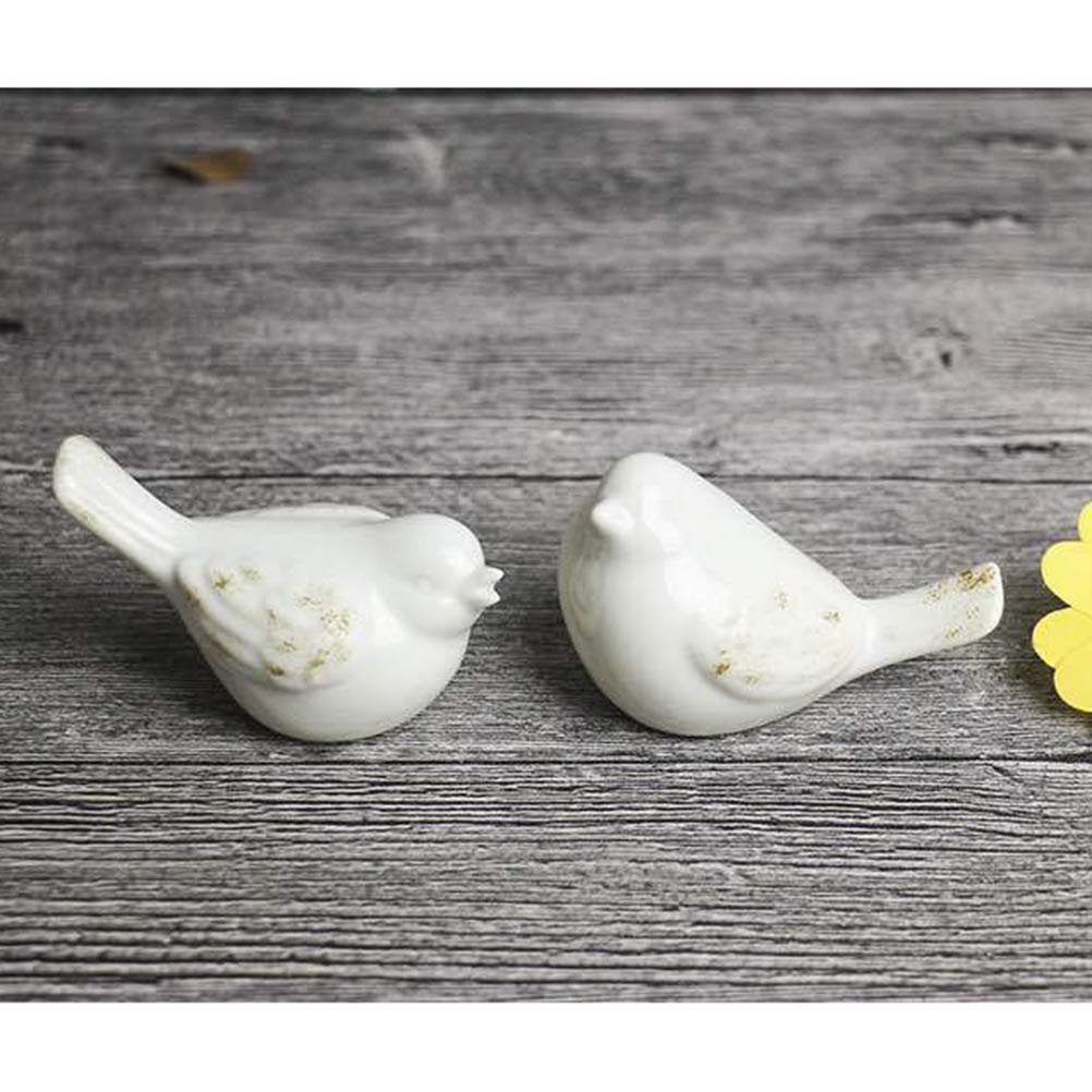 SENTOP, 2pcs Ceramic Bird Figurines,Modern Minimalist Animal Ornament Home Decor Mini Bird Figurine Gift for Garden Desktop Display Decor