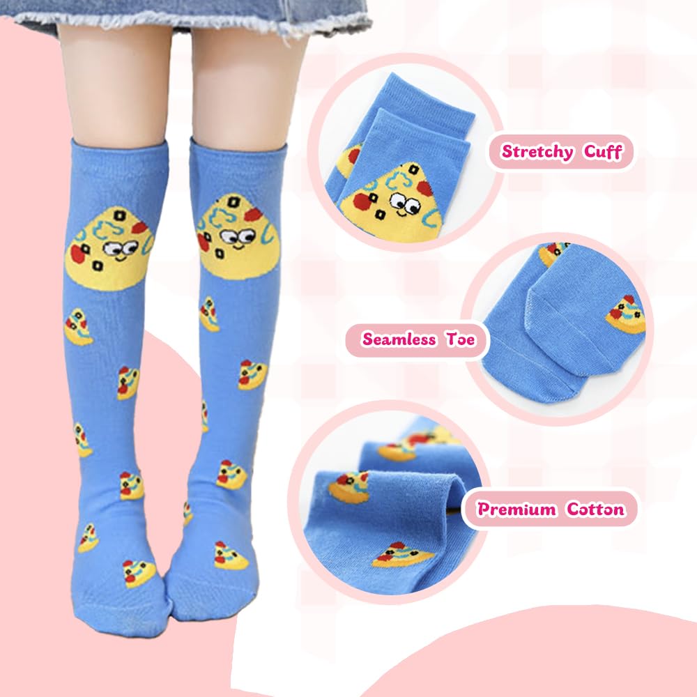 Gellwhu Girls Knee High Socks Gifts Cotton Mid Calf Long Boot Socks Stockings (E SET-6 Pairs)