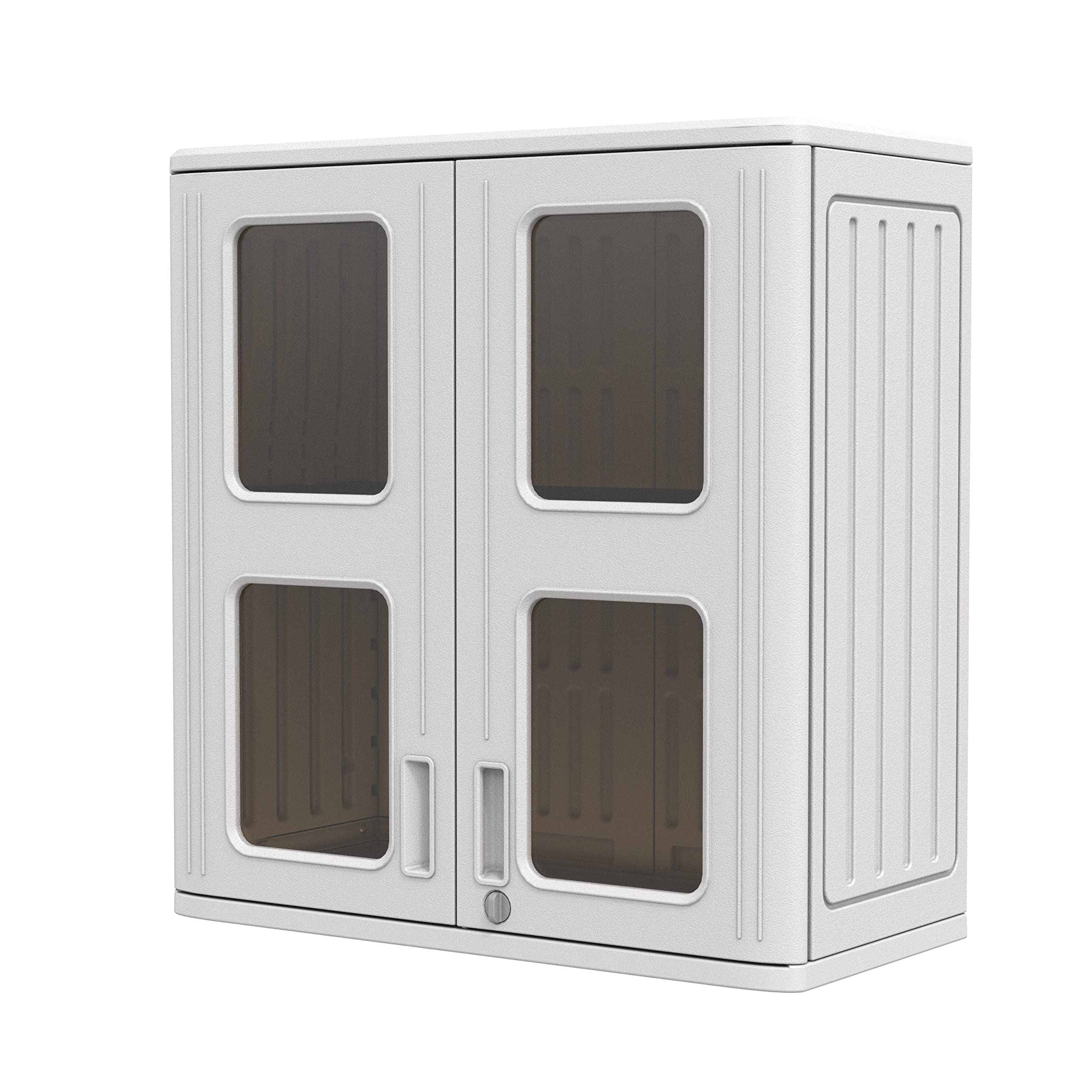 Mrosaa Indoor Outdoor Storage Cabinet Waterproof with Shelf, Lockable Outdoor Box for Indoor/Outdoor/Garage Storage for Garden Tools/Lawn Care Accessories, White…