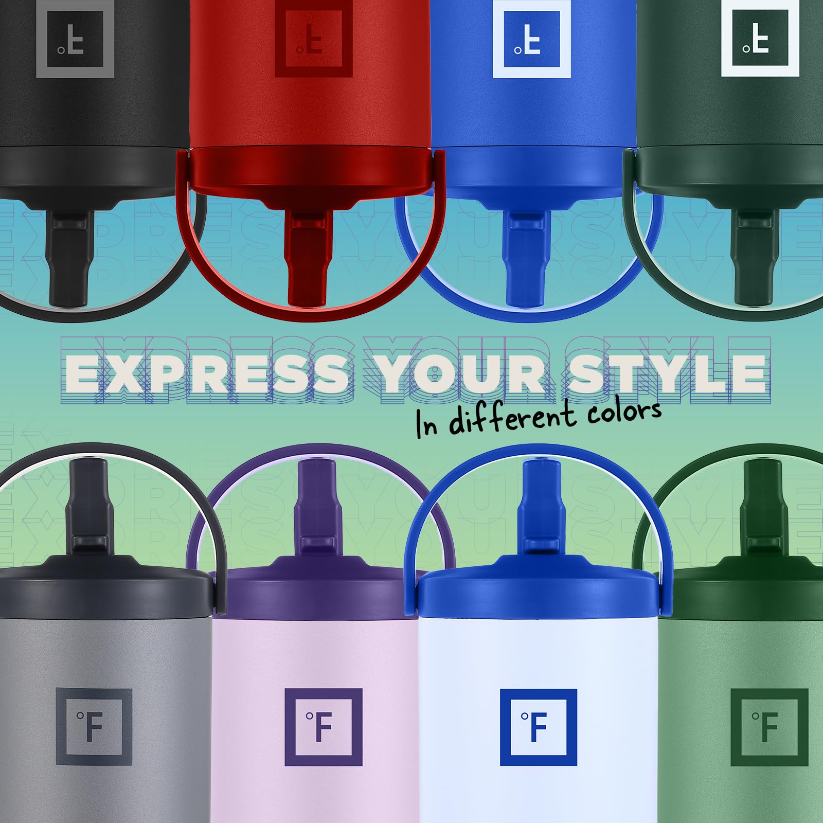 IRON °FLASK Sidekick Insulated Water Tumbler w/Straw & Foldable Handle - Stainless Steel Leak-Proof Bottle, Non-Slip Base & Fits Cup Holders for Hot, Cold Drinks - Travel Mug - 30 Oz, Aurora