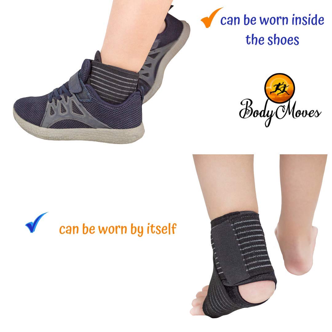 BodyMoves Kid's Ankle brace support PLUS Hot and Cold Ice Pack (Active Blue, SMALL for Little Kids (US 12-3))
