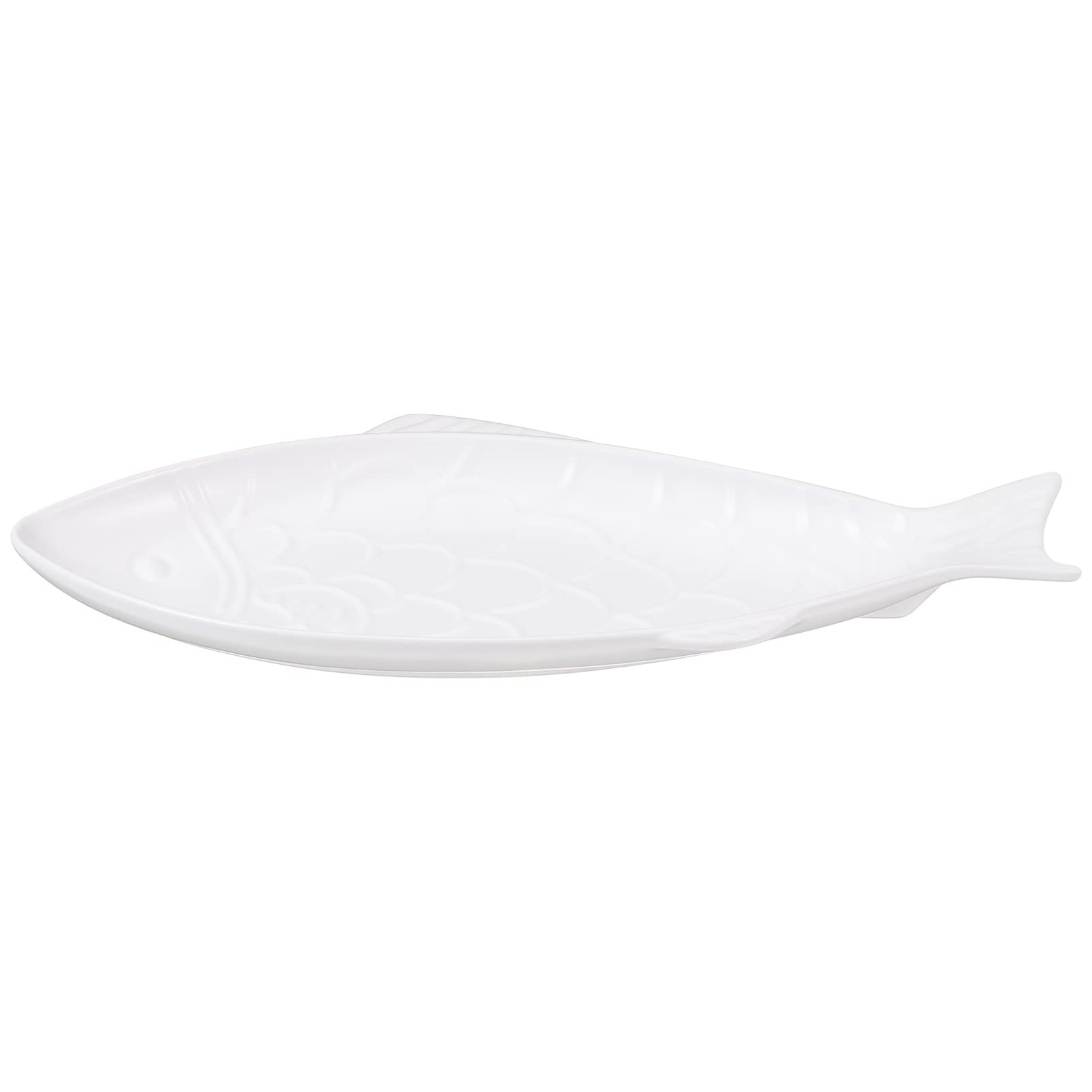DOITOOL White Ceramic Fish Plate Unique Design Fish Serving Platter Dish, Fish Shape Platter for Fish, Sushi, Fruit or Cheese for Kitchen Restaurant Tableware ( White ) Serving Platter