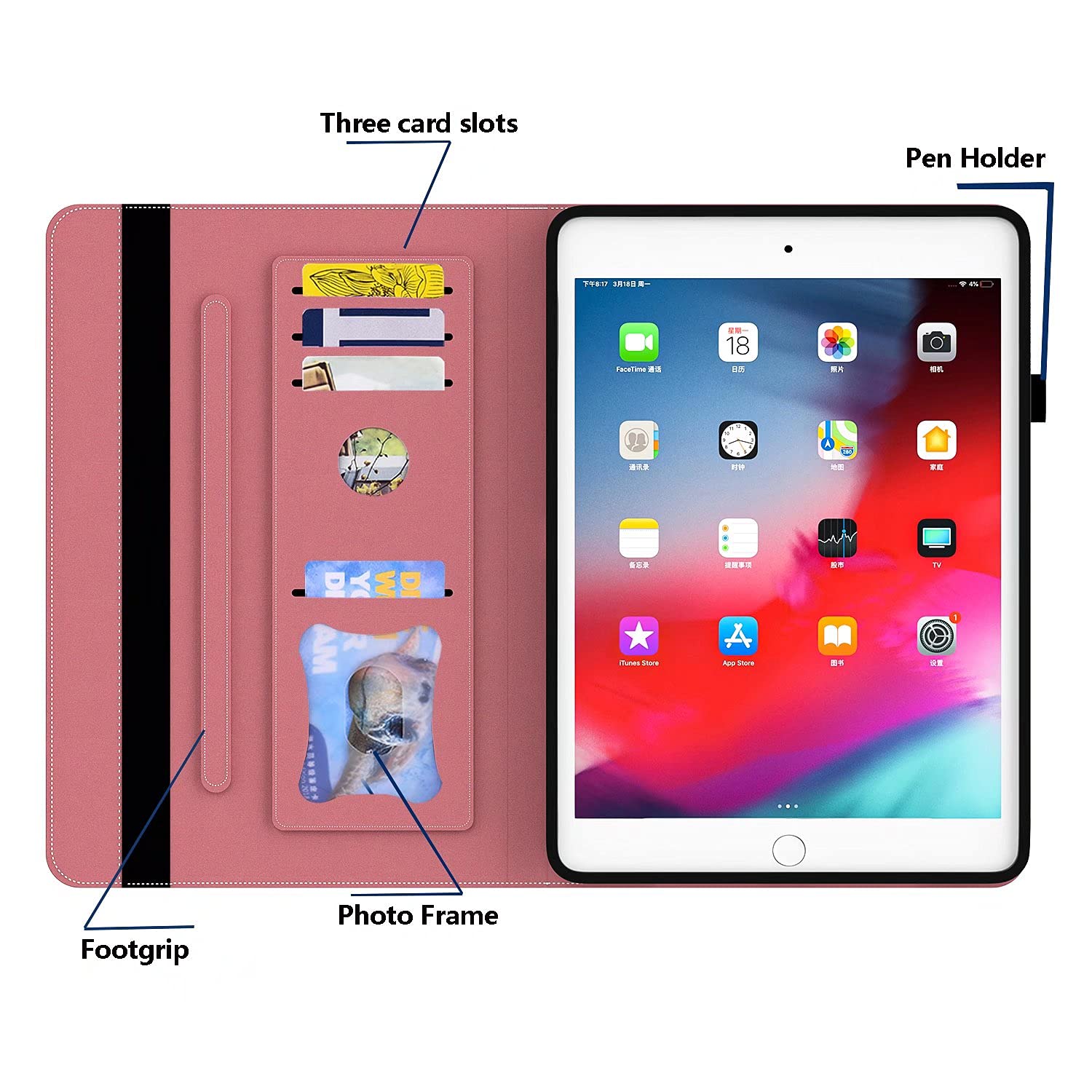 Case for Apple iPad 9.7 (5th/6th Generation 2017/2018), Ultra Slim PU Leather Folio Smart Stand Case for Apple ipad Air 2/ipad Air 1/ipad Pro 9.7 inch, Dandelion Pink