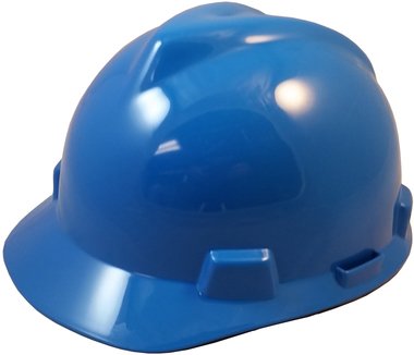 MSA V Cap Style Hard Hats with Lightweight Staz-On Suspension with Tote Bag - Blue