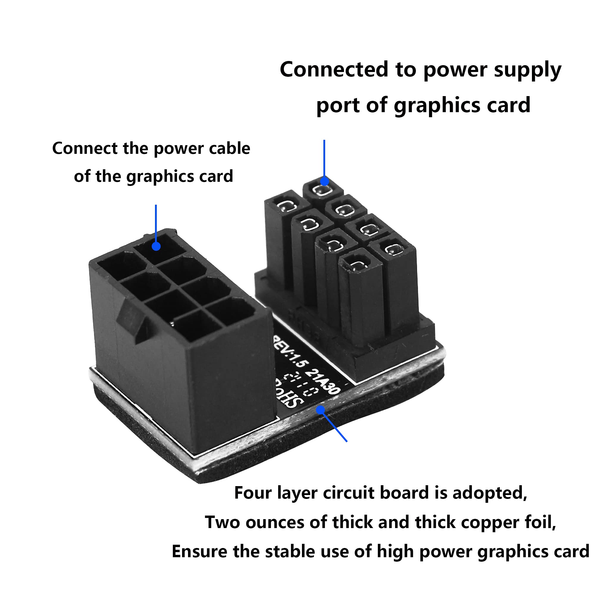 SinLoon ATX 8Pin Female to 8pin Male 180 Degree Angled Adapter for Desktops Graphics Card 4 Pack (8Pin)