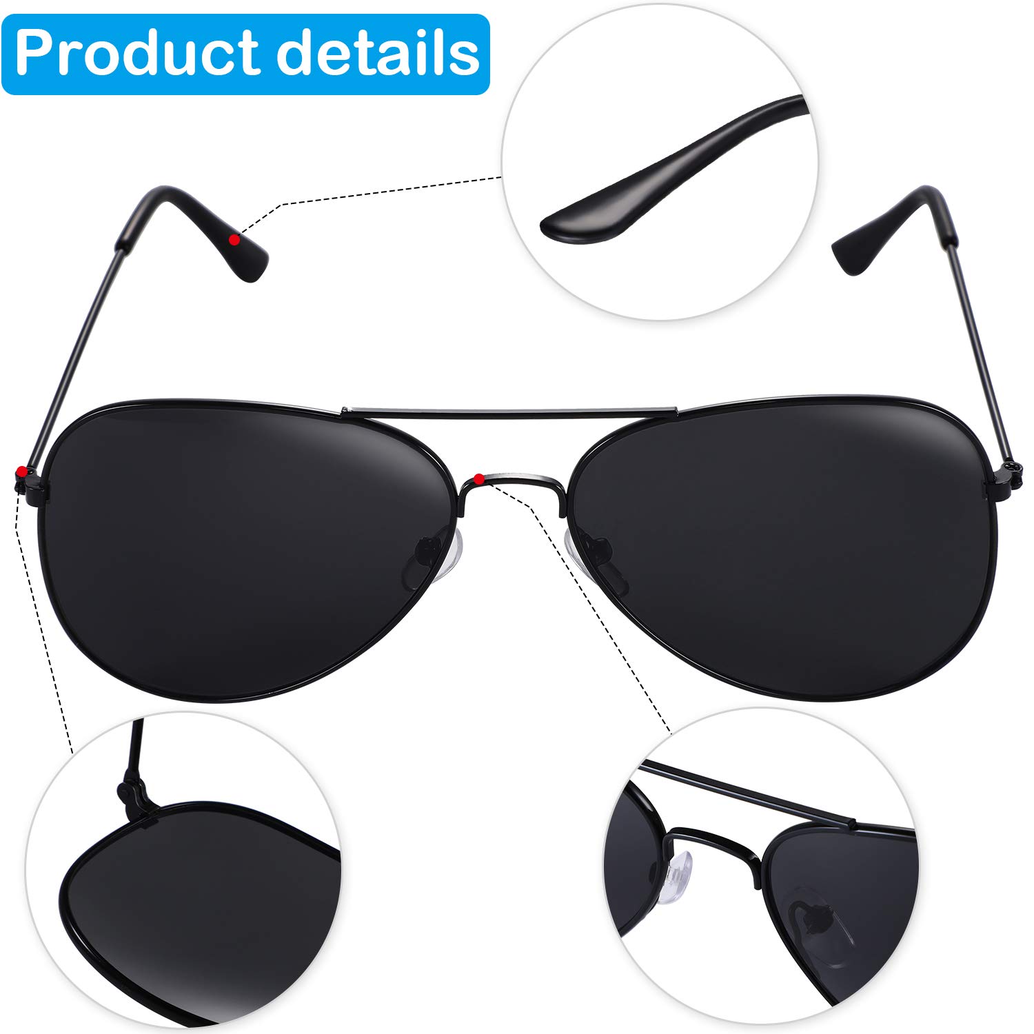 Gejoy 4 Pieces Secret Service Costume Cosplay Set Security Earpiece Earplugs Acoustic Tube Ring Bearer Headset and Sunglasses Ring Wedding Bearer Security (Black Glasses Frame)
