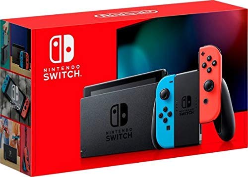 Nintendo Switch Bundle: 32GB Console Red and Blue Joy-Con, Nintendo Switch Wheel (set of 2), Super Mario Odyssey Video Game and Deluxe Travel Case (Renewed)