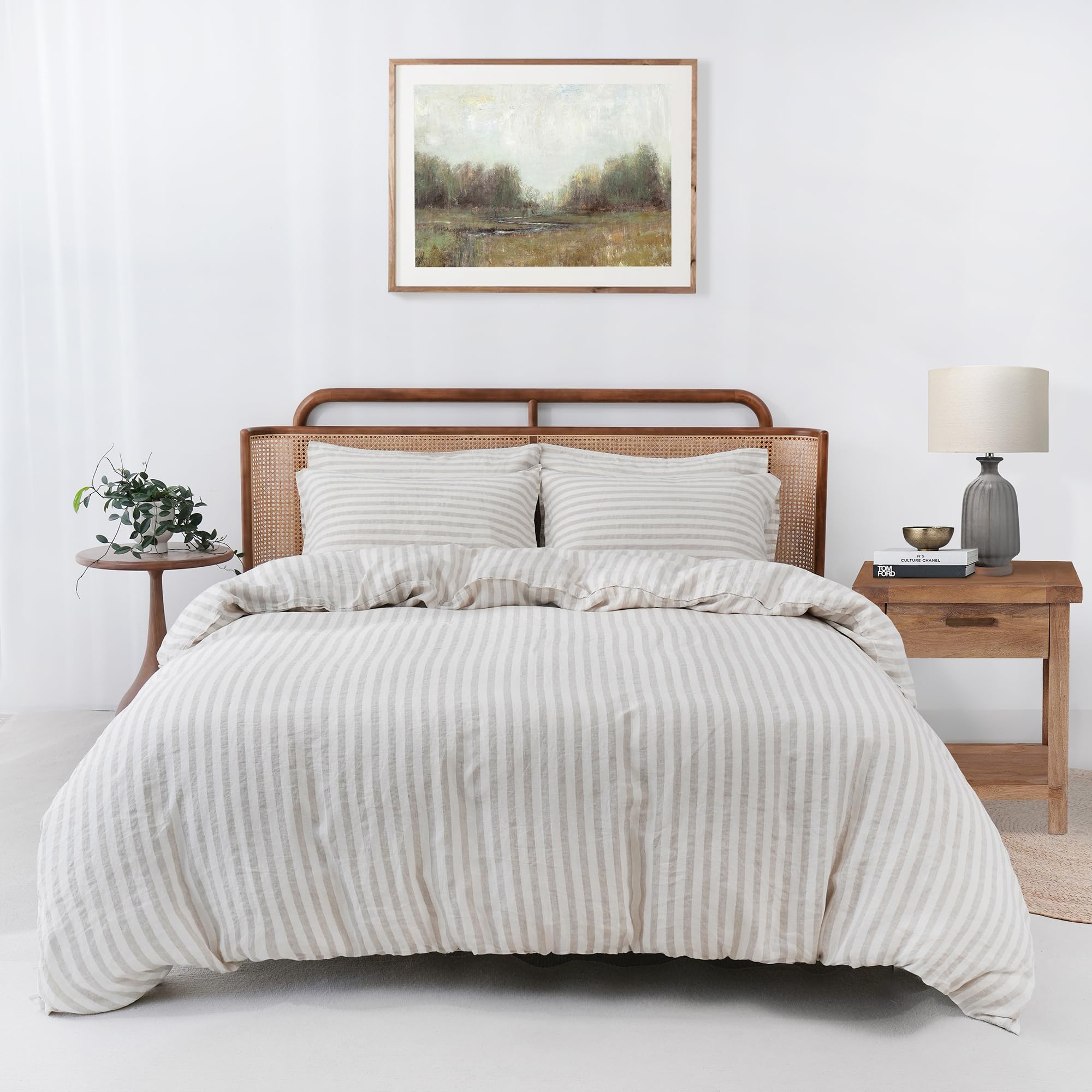 S VICTORY SYMBOL 100% Organic Linen Duvet Cover Set King Size 3pcs,GOTS Certified,French Washed Flax Solid Color Bedding(1 Duvet Cover &2 Pillowcases) with Coconut Button Closure(Natural Linen)
