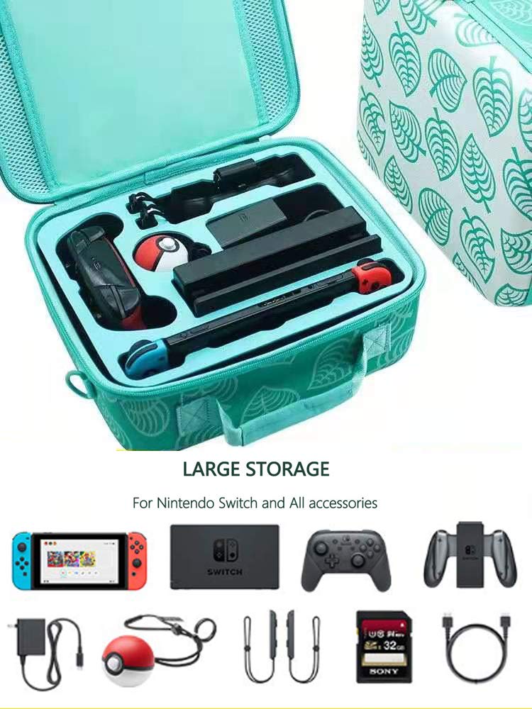 Carrying Case for Nintendo Switch, Hard Shell Protective Case with Handle and Shoulder Strap Fits Complete Switch System Console+Switch Dock, Pro Controller,Joy-Con Grip with 21 Games Cards Slots.