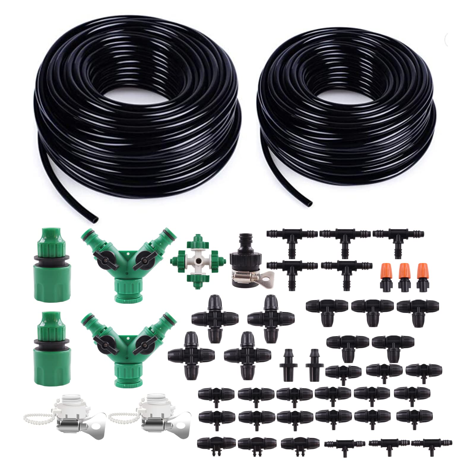 Drip Irrigation Kit 164FT/30M Garden Watering Equipment 50 Pcs 1/4" Sprinkler System Auto Blank Distribution Tubing Watering Drip System with Irrigation Hose for Raised Garden Bed, Yard, Plant Beds
