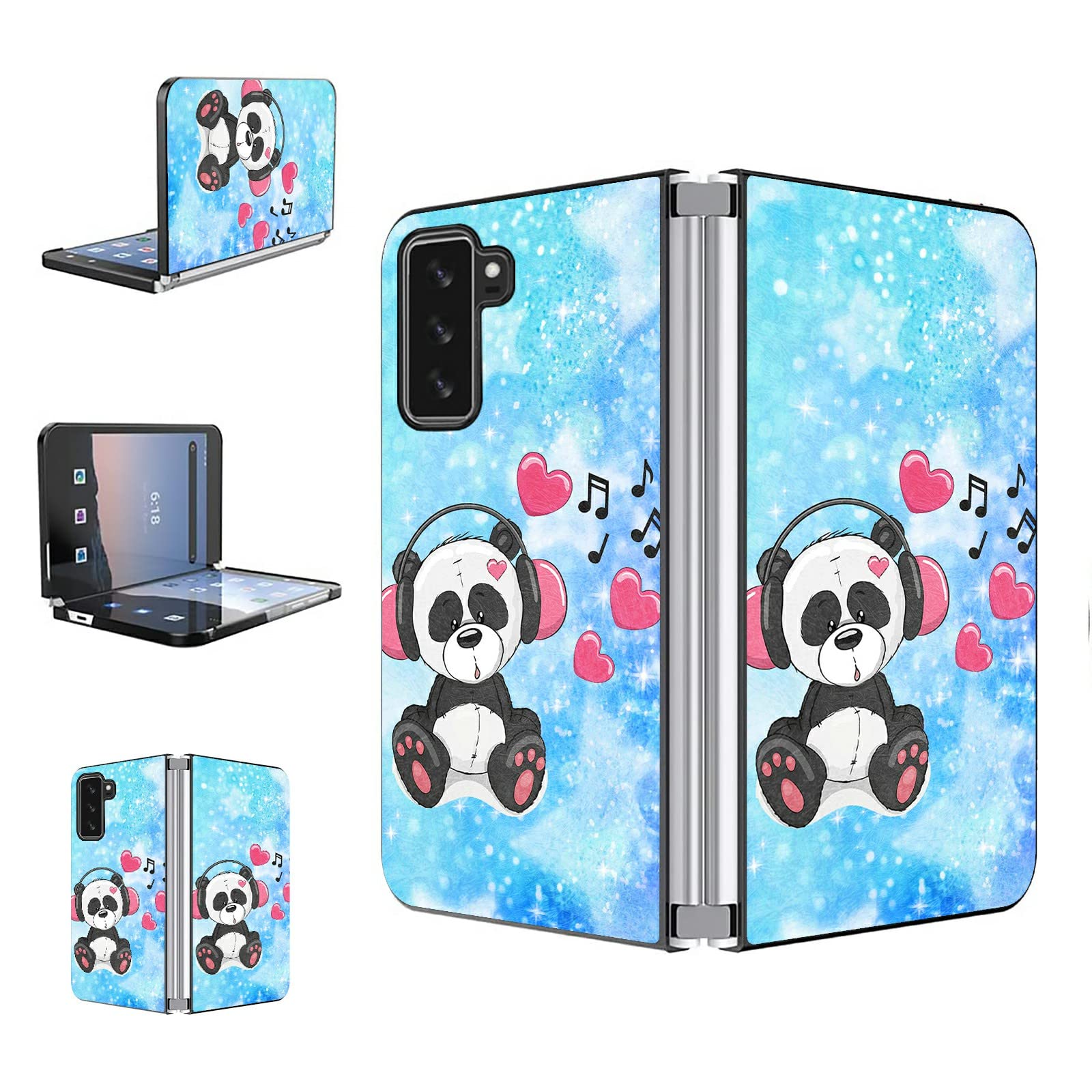 Case for Microsoft Surface Duo 2 8.3", Dikoer Microsoft Surface Duo 2 Phone Case for Women Men, Ultra Slim Hard PC Back Shockproof Flip Cover for Microsoft Surface Duo 2 2nd 2021, Blue DJ Panda