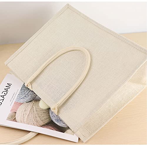 RSLUX Burlap Gift Bags Bulk,Reusable Jute Tote Bag with Laminated Interior and Cotton Handles, Plain Burlap Bags for Shopping Craft Embroidery Painting Decoration DIY,Wedding Party, 6 Packs