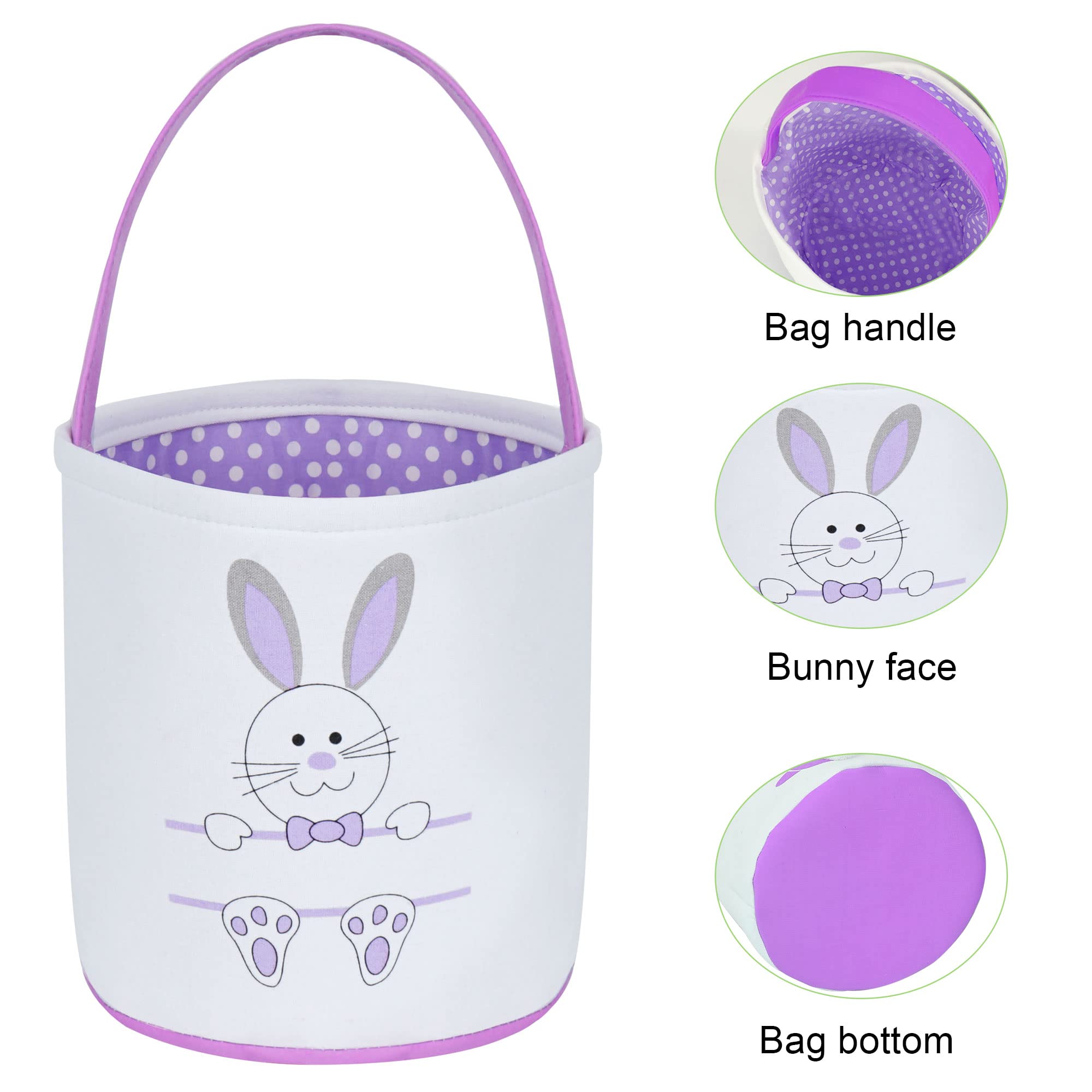 Easter Basket Plain Soft Cloth Bucket Bunny Egg Hunt Canvas Small Collapsible Cheap Bag Gift Bulk Empty Set of 4