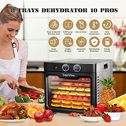πππ©ππ«ππ Food Dehydrator for Jerky,8 Stainless Steel Dehydrator with 8.8ftΒ² Drying Space, Food Dryer Machine for Meat, Fruit, Beef, Herbs, and Pet Food with Adjustable Timer and 190Β°F Temperature