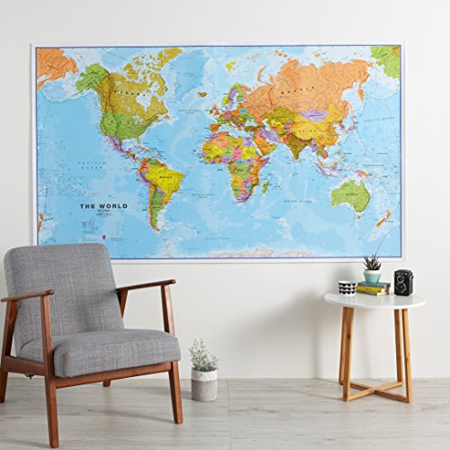Maps International Giant World Map - Mega-Map Of The World - 46 x 80 - Full Lamination
