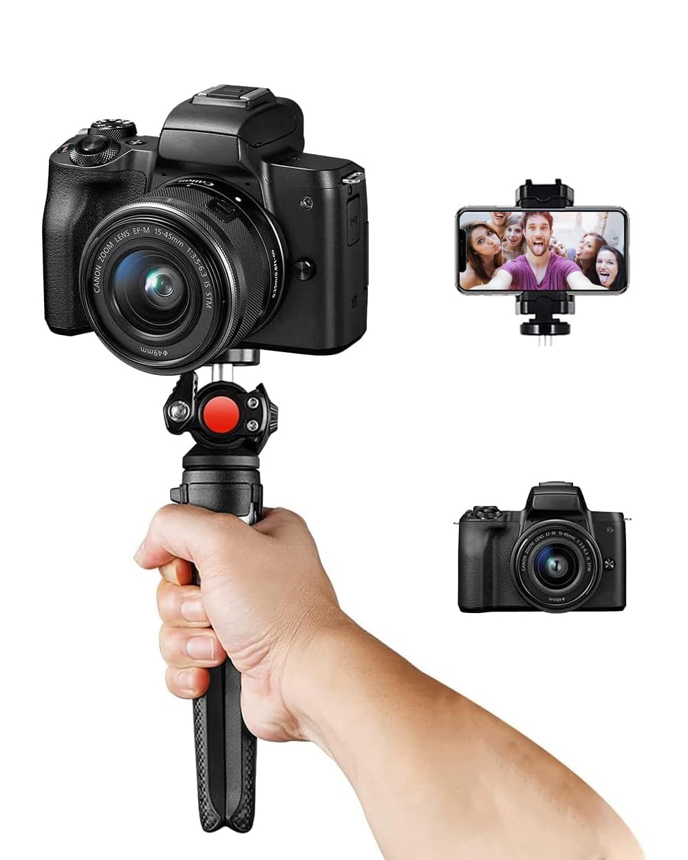 Camera Mini Tripod, Etour Lightweight Vlog Tripod Holder, Adjustable [Stable Handheld Vlogging Tripod] of DSLR Compatible with Sony A6000 Canon M50 G7x Mark ii/Phone, Table Stand for Vlogger Creator