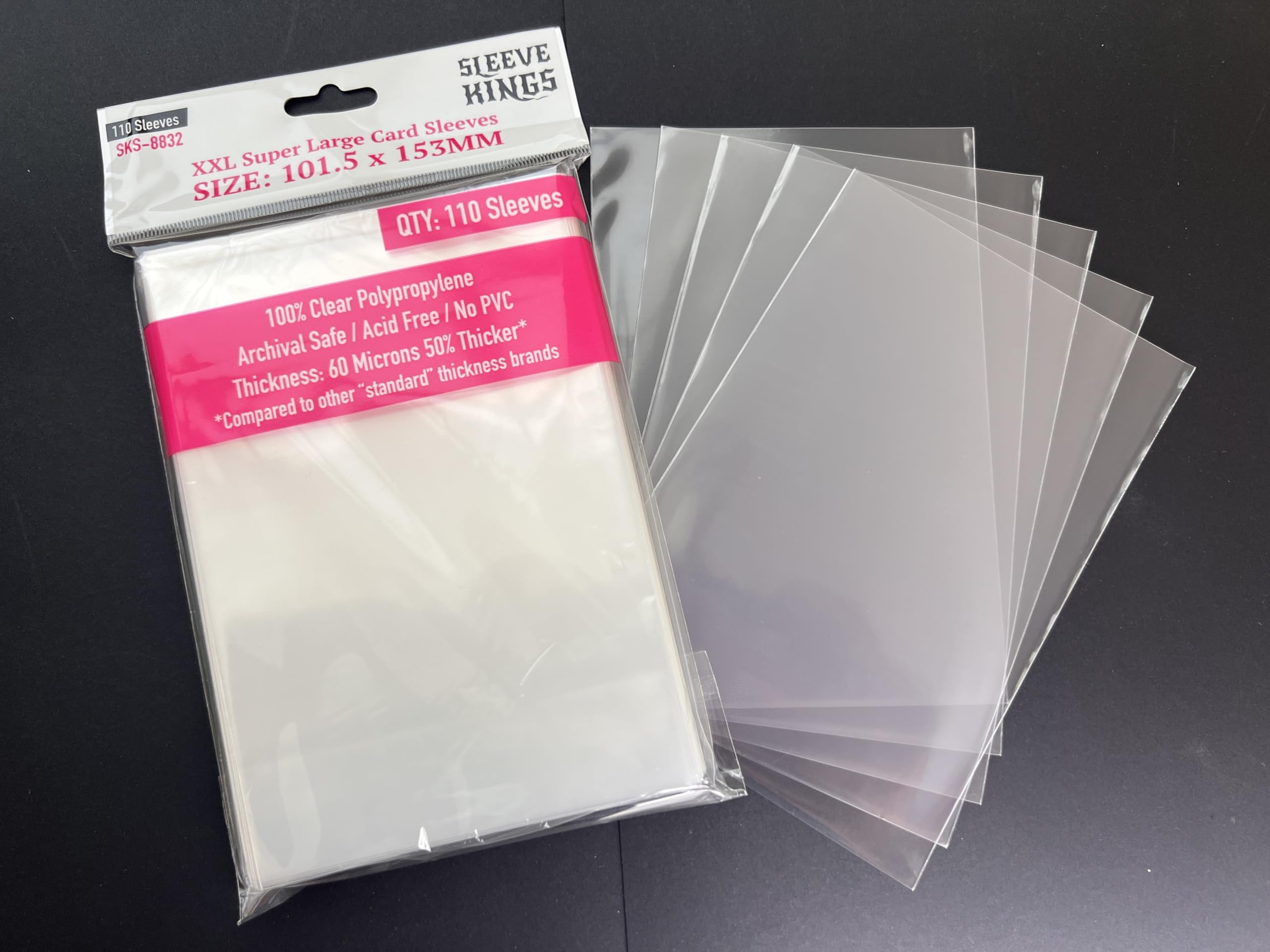 Sleeve Kings XXL Super Large Card Sleeves 101.5 X 153 mm (4x110 Pack, 440 Sleeves)