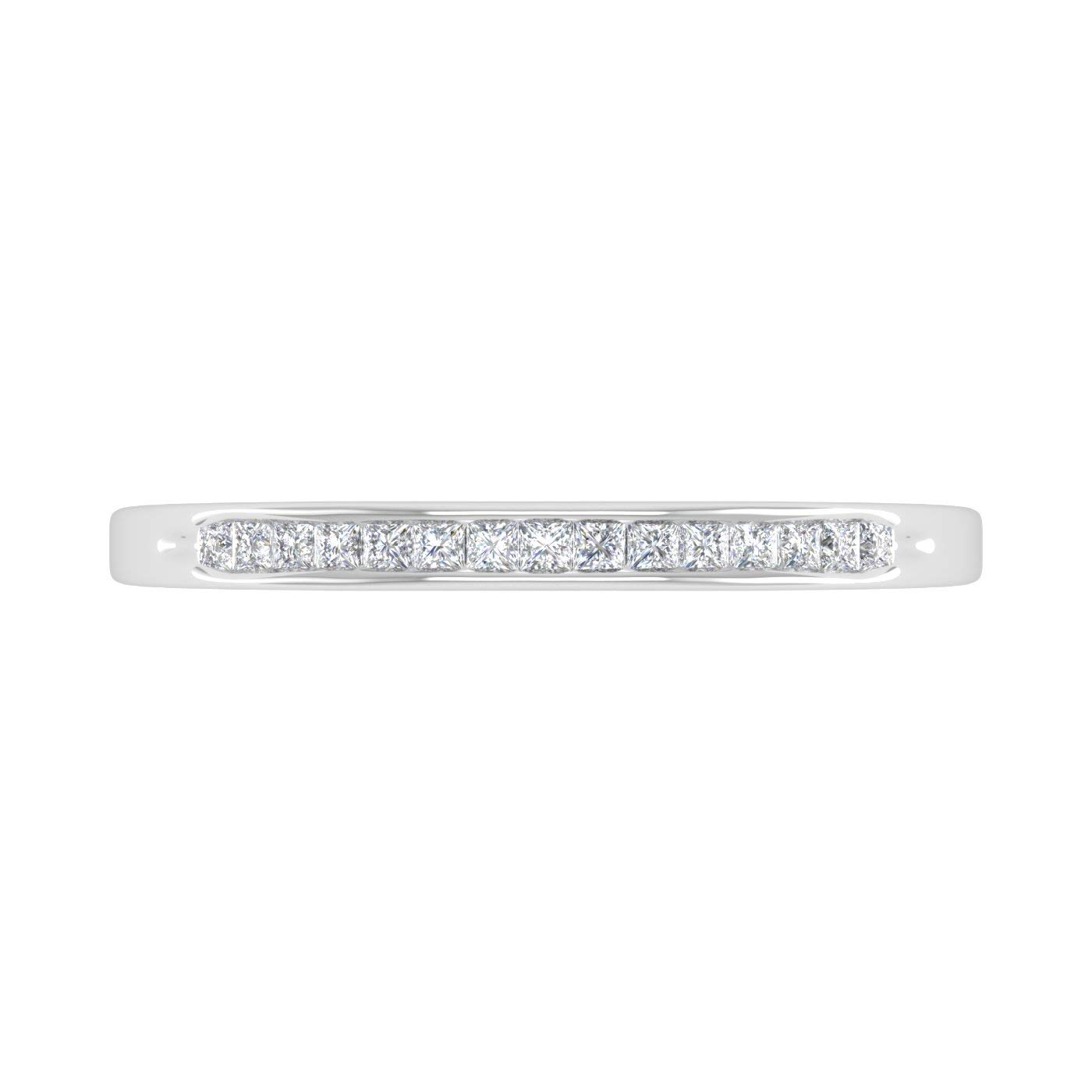 Channel Set Princess Cut Diamond Wedding Band Ring in 10K White Gold (0.15 cttw) (Ring Size 5.75) (I1-I2 Clarity)