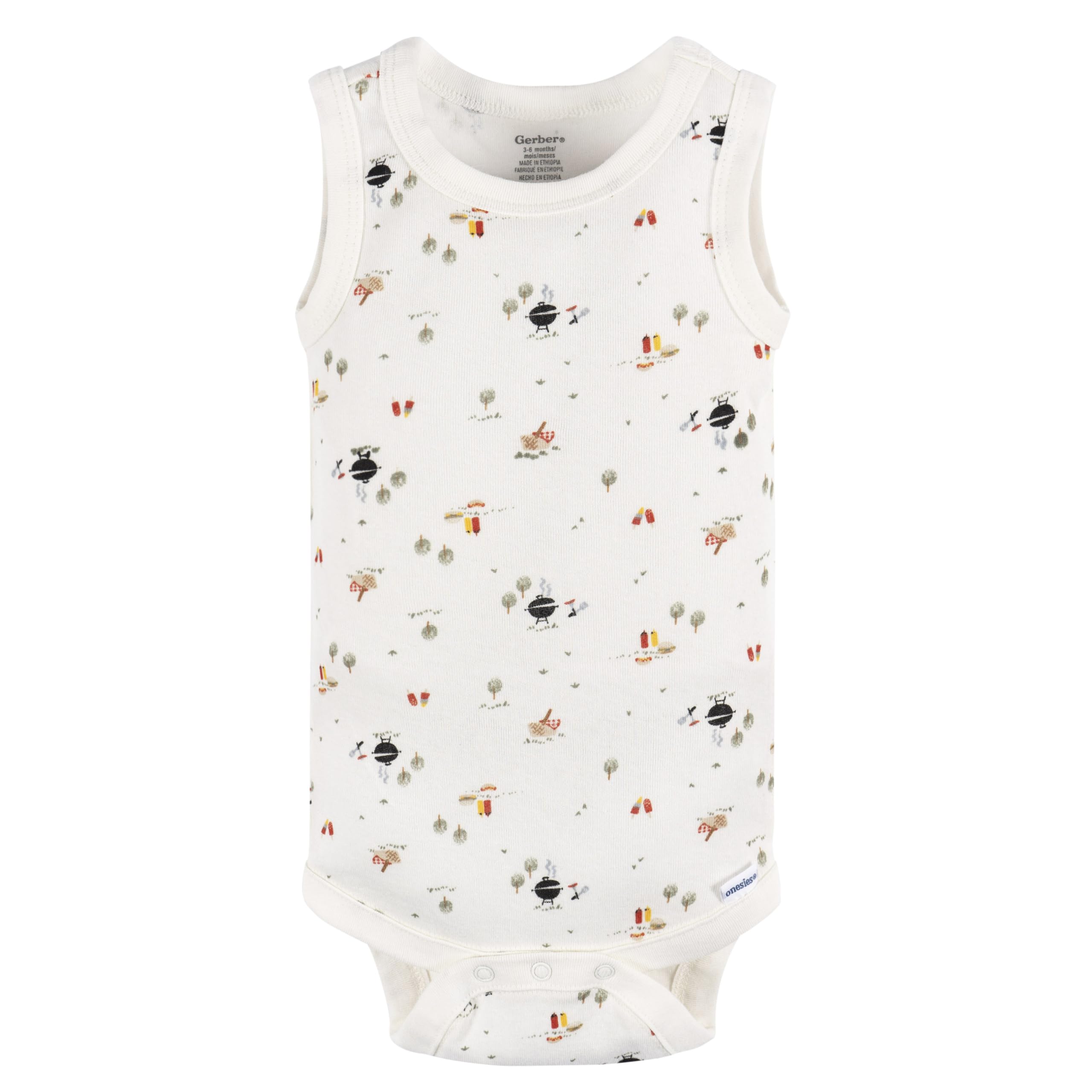 Gerber Baby Boys Multi-Pack Sleeveless Onesies Bodysuit Fun In The Sun Grey 3-6 Months
