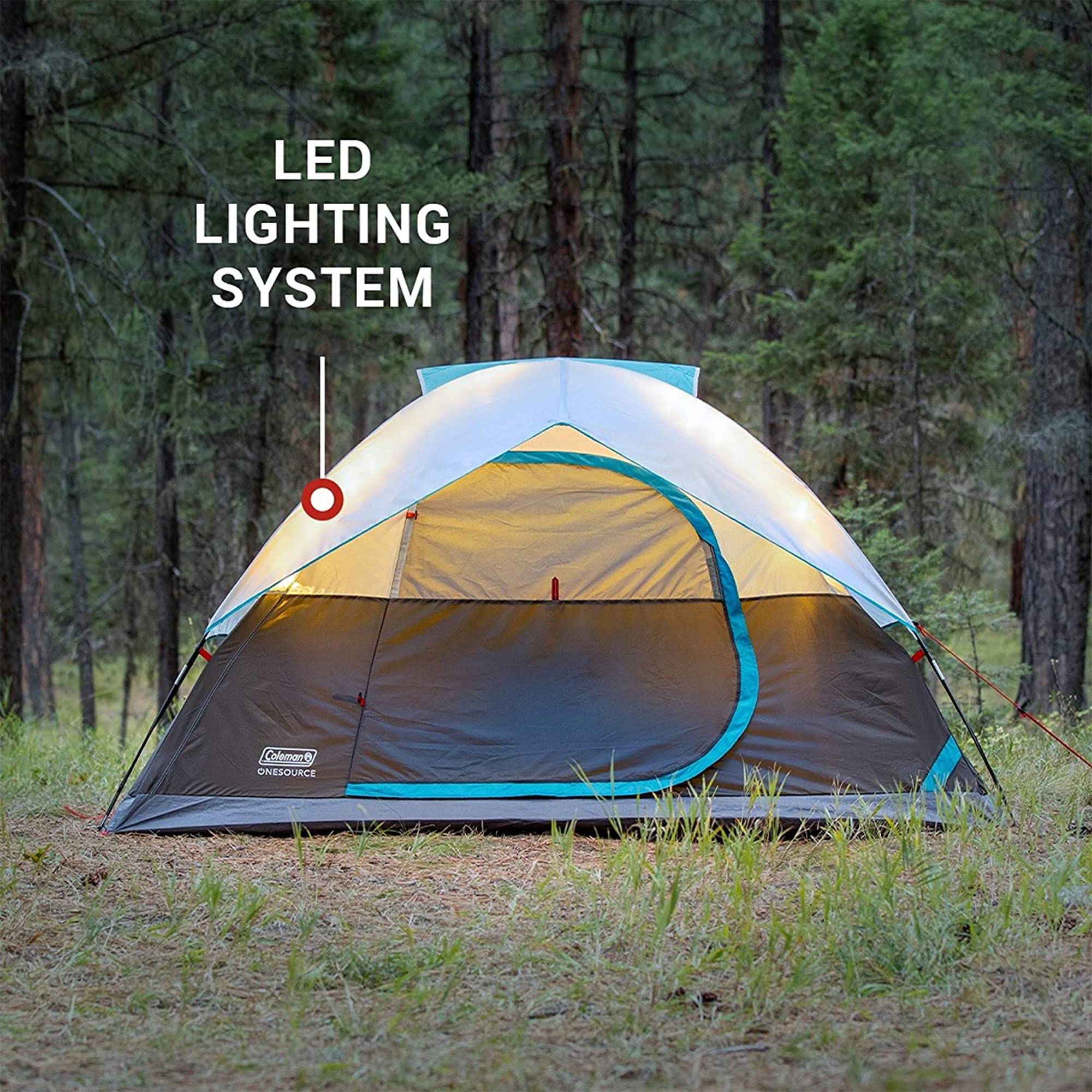 Coleman GuestRest 18" Double High Queen Airbed, OneSource 4-Person Rechargeable LED Tent, & OneSource USB Rechargeable Air Mattress Pump