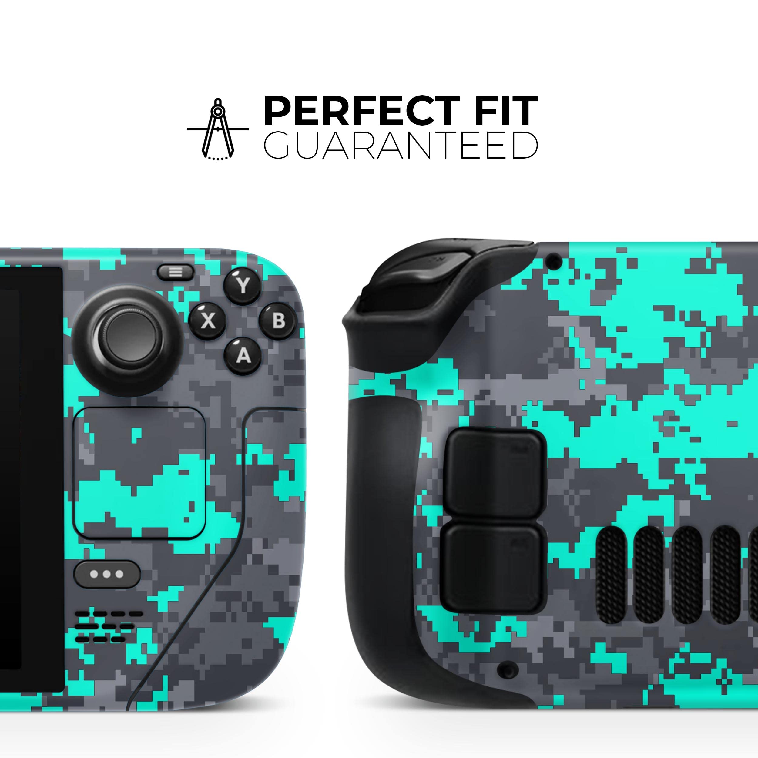 Design Skinz - Compatible with Steam Deck - Skin Decal Protective Scratch-Resistant Removable Vinyl Wrap Cover - Bright Teal and Gray Digital Camouflage