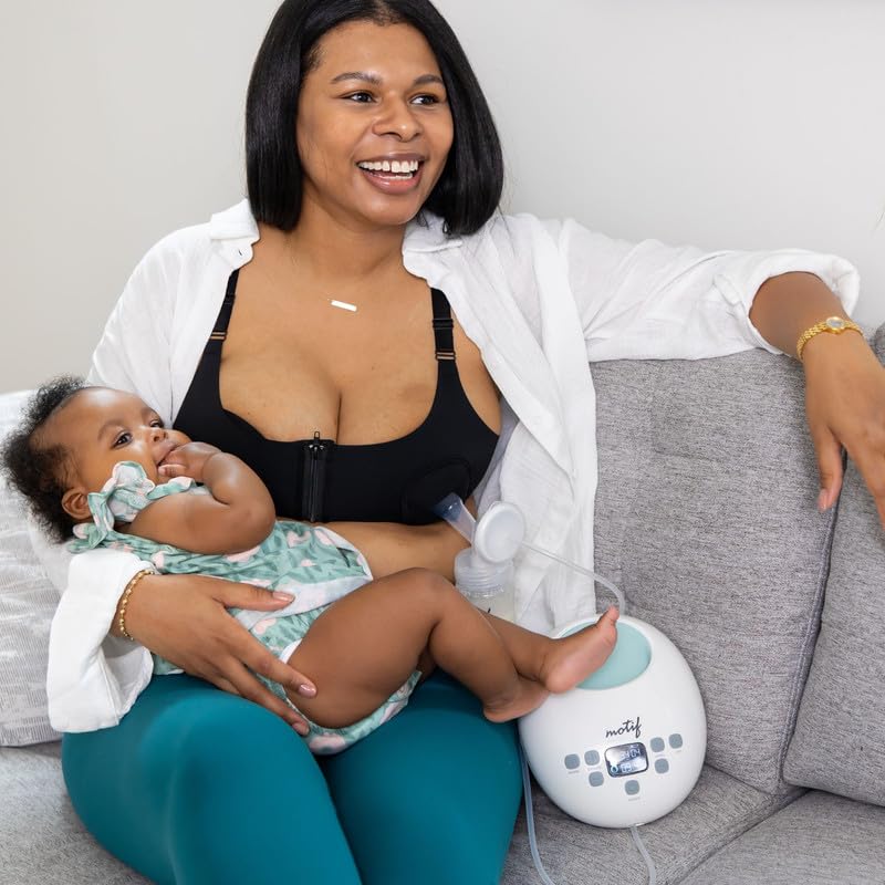 Motif Medical Pumping Bra, Size Large – Plus, Black, Works with Luna, Duo, Twist, and More