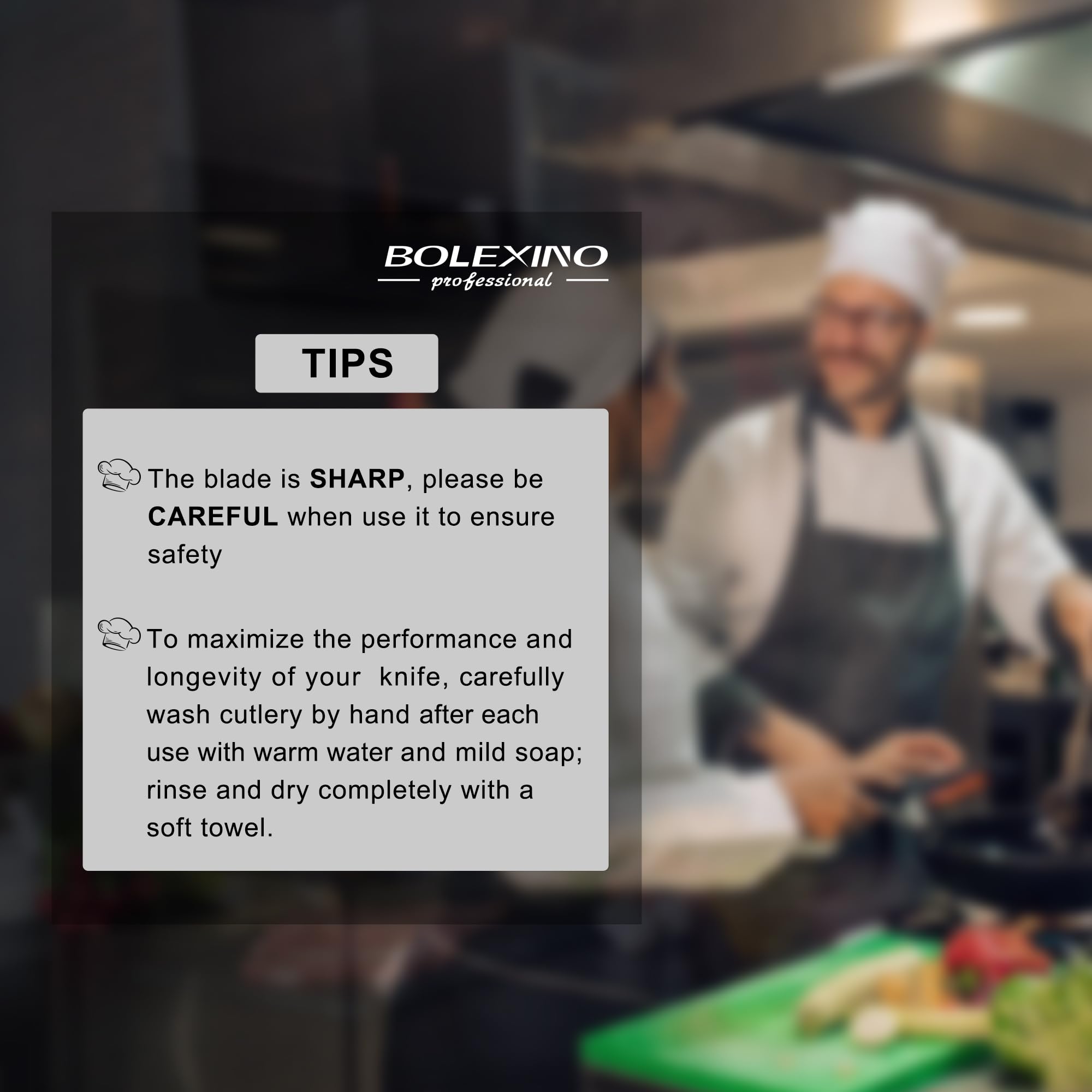 BOLEXINO Chef Knife,10 inch High Carbon Stainless Steel Kitchen Knife, Sharp Cutting Knife W/Ergonomic Handle for Household or Business (Black)