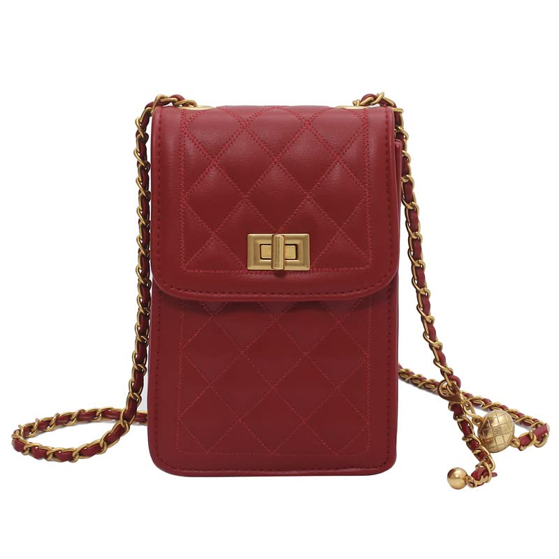 Seagloca 7.9β Women PU Leather Quilted Crossbody Bag Shoulder Bag Phone Wallet Purse Chain Bag Clutch (White)