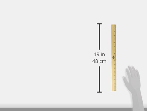 School Smart Single Beveled Metal Edge Wood Office/Desk Ruler, 18 in L X 1-1/4 in W x 1/4 in Thickness, Clear Lacquer - 081892