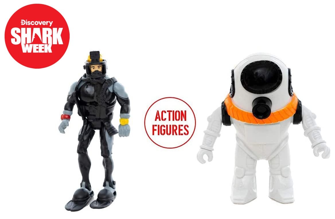 Shark Week Discovery Deep Ocean Explorer Big Toy Playset for Kids, Toy Boat Action Figure Scuba Diver Deep Sea Diver, Great White Shark, Hammerhead, Hand Painted, Eco Friendly, Officially Licensed