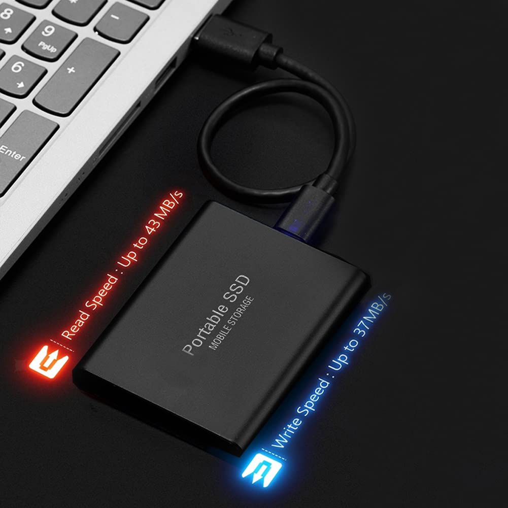 DIZIBK External Hard Drive 2TB Portable Hard Drive Mobile SSD Solid State Drive Slim Storage Drive with USB 3.0 C Port for PC, Laptop and Mac for Data Transfer and Storage (Black)