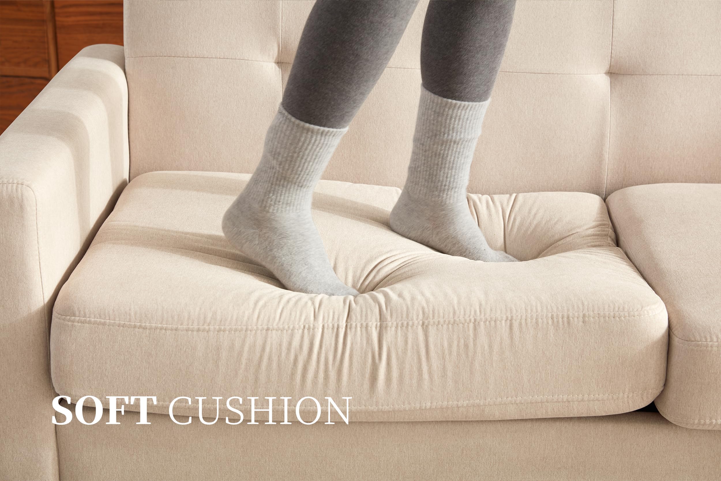 Weture 65" Loveseat Sofa, Mid Century Modern Love Seat Couches for Living Room, Comfy Upholstered Sofa Couch for Bedroom, Tufted Design 2 Seater Love Seat Sofa for Small Spaces (Linen-Beige Cream)