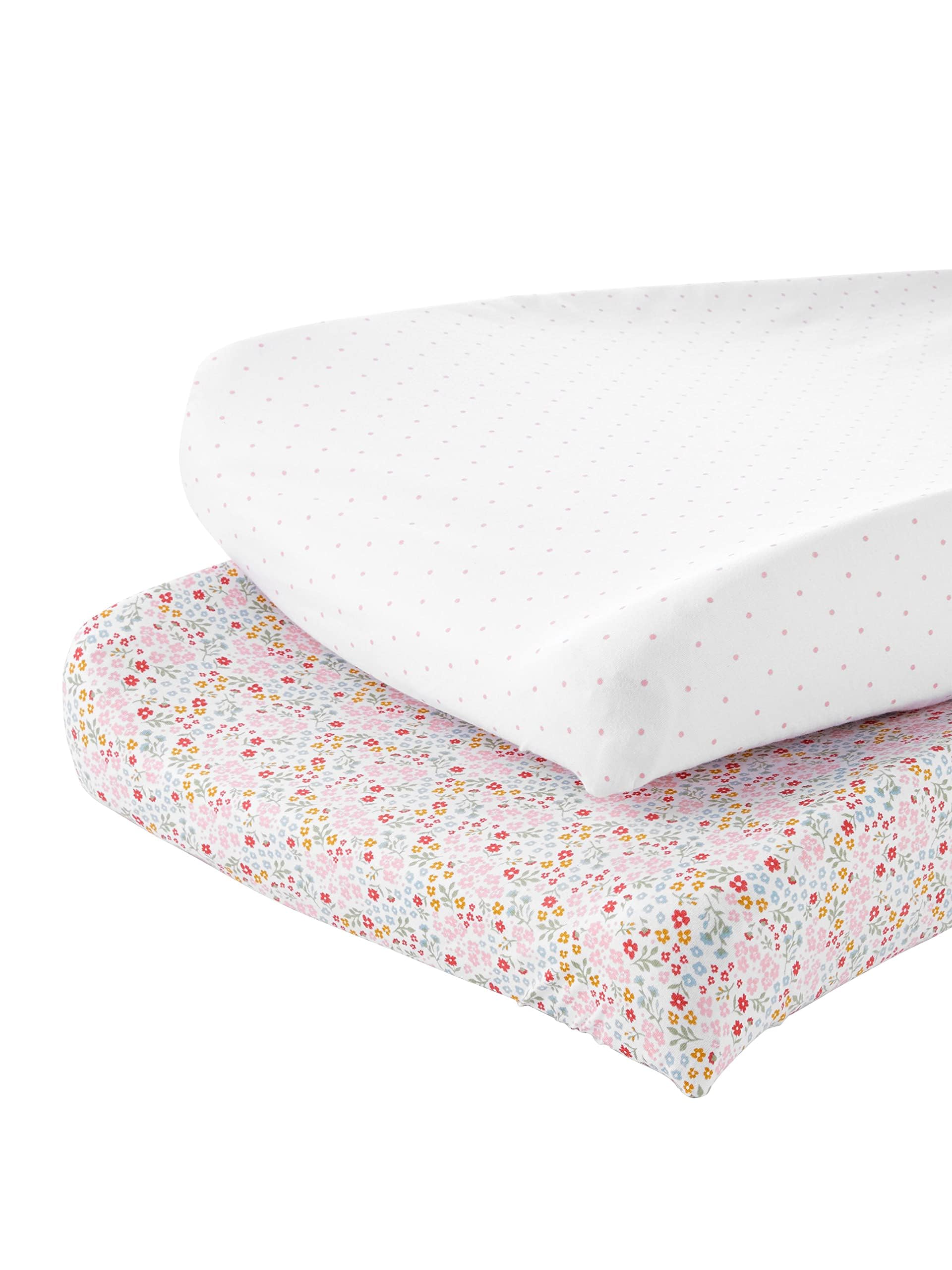 Simple Joys by Carter's Baby 2-Pack Cotton Changing Pad Covers, Floral/Dots, One Size