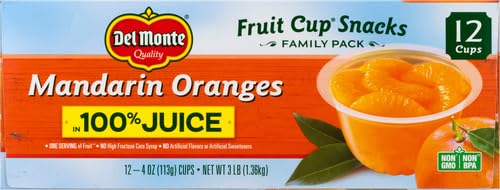 Del Monte Mandarin Orange in 100% Juice Snack Cups, 4-Ounce Cups (Pack of 12)