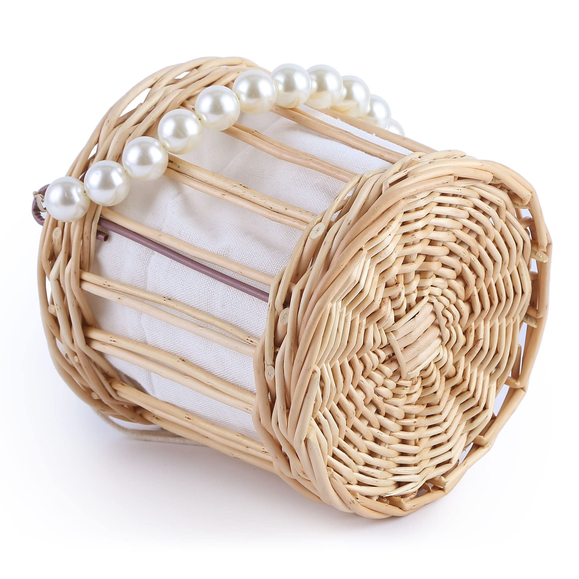 Wicker Purse Handbag Round Crossbody Bag For Women Summer Beach Straw Phone Tote