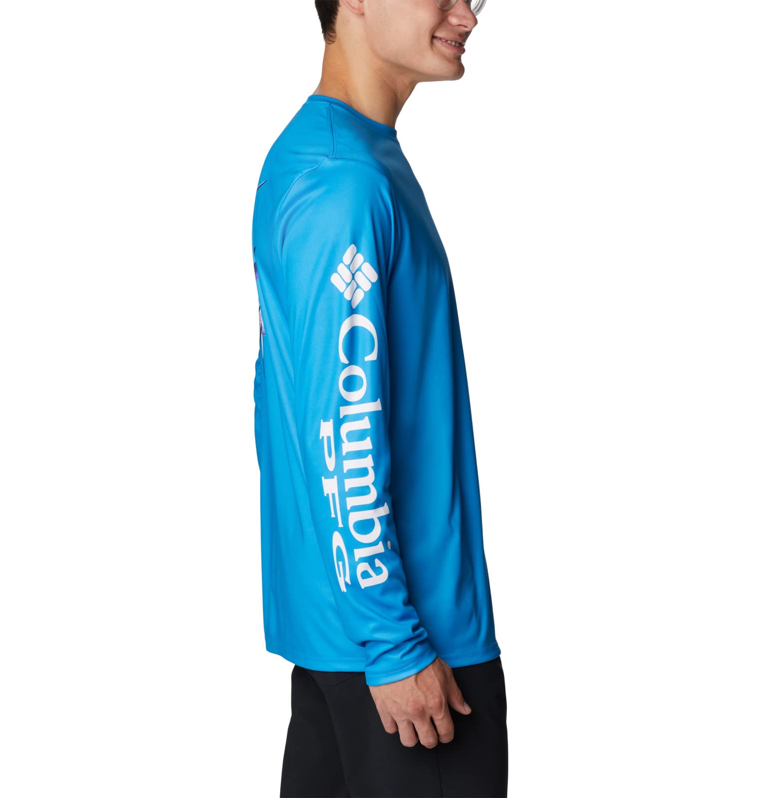 Columbia Men's Terminal Tackle PFG Carey Chen Long Sleeve, Compass Blue/Sailfish, X-Large