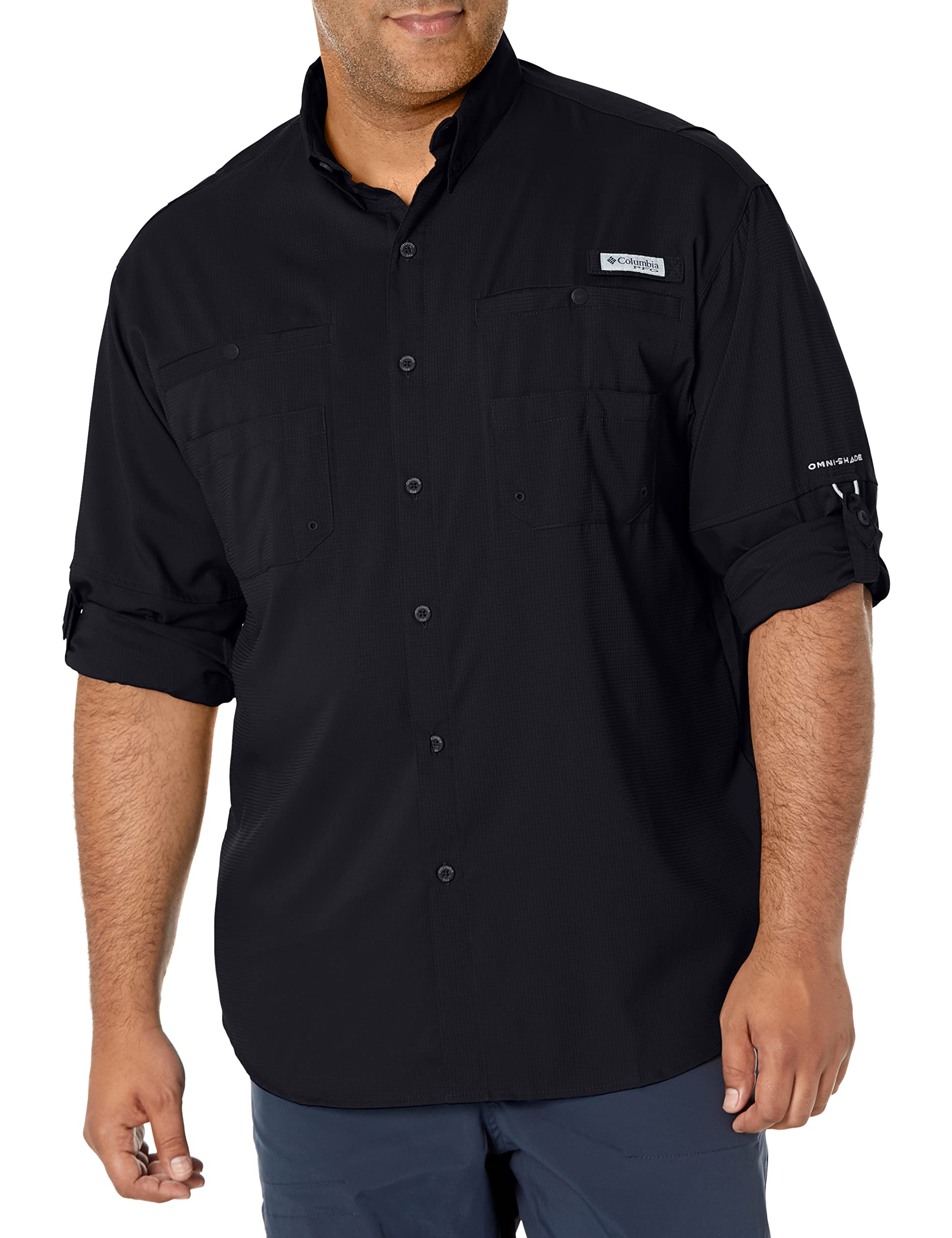 Columbia Men's PFG Tamiami II UPF 40 Long Sleeve Fishing Shirt, Compass Blue, Medium